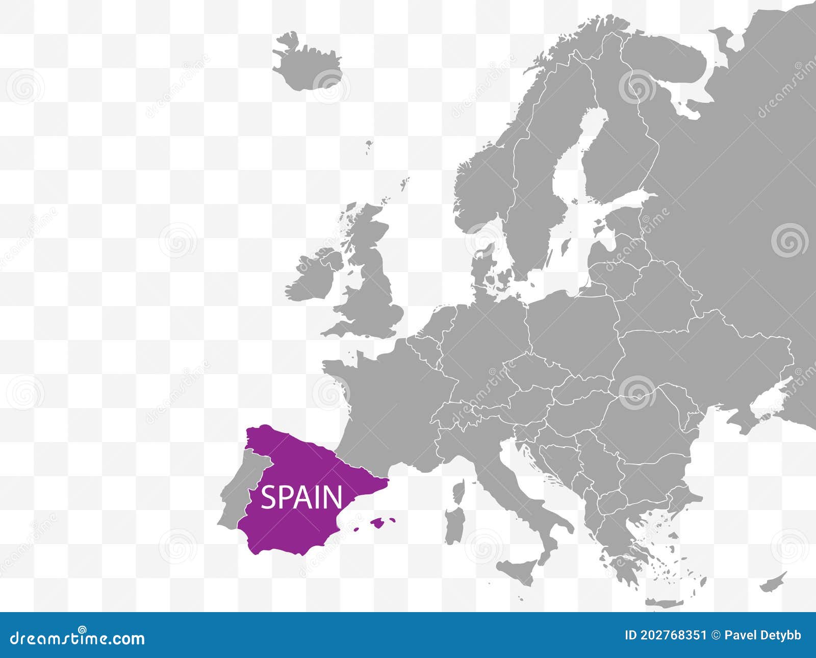 Spain on Europe Map Vector. Vector Illustration Stock Illustration ...