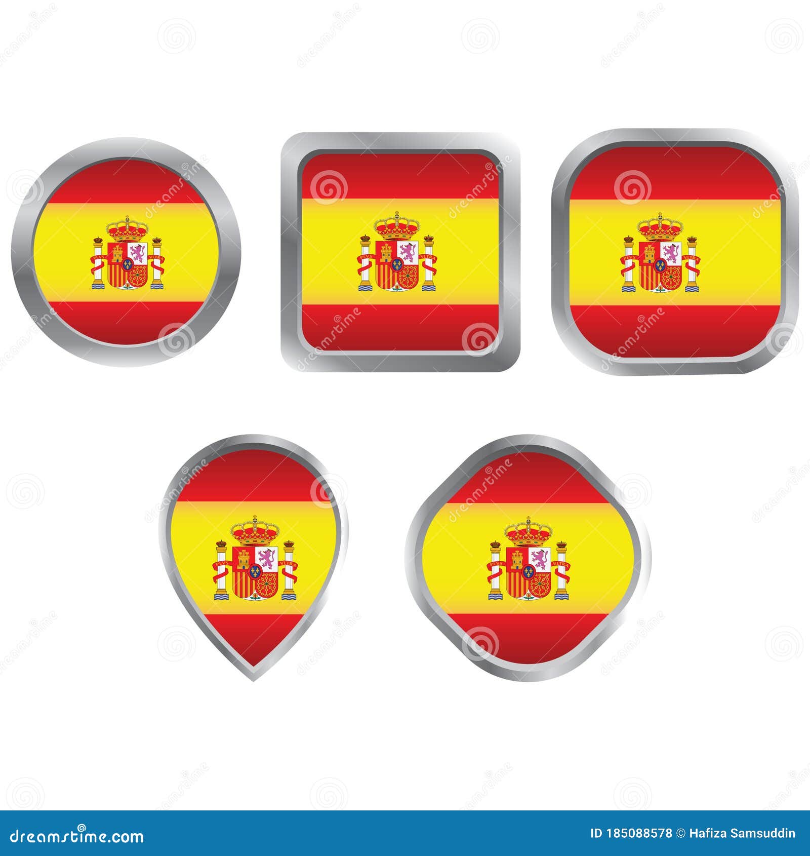 Spain Flag Badge Set. Vector Illustration Decorative Design Stock ...