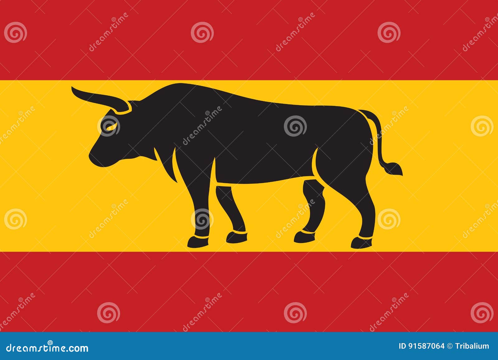 Spain flag bull stock vector. Illustration of insignia - 91587064