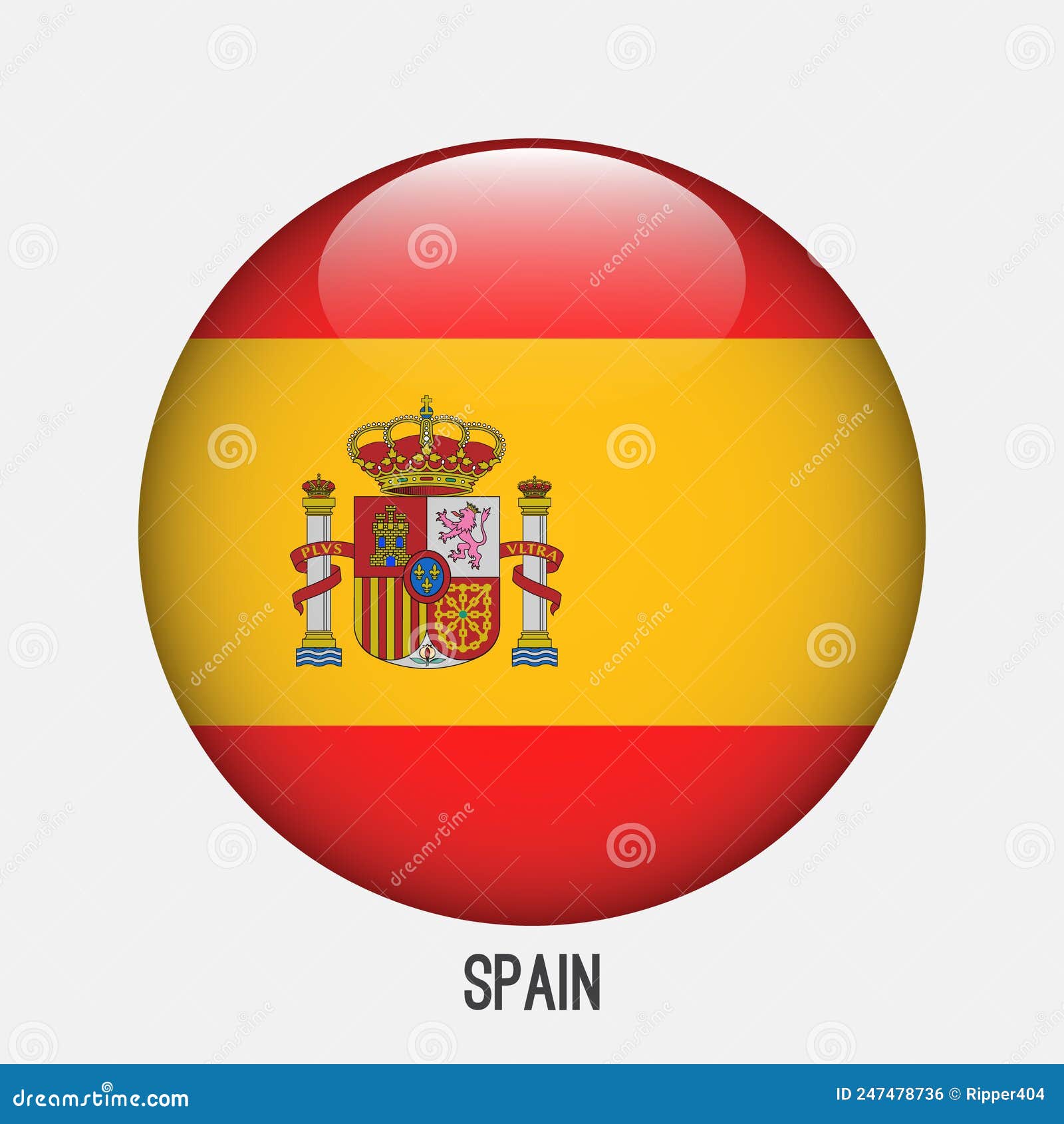 Spain Flag in Circle Shape. Stock Illustration - Illustration of ...