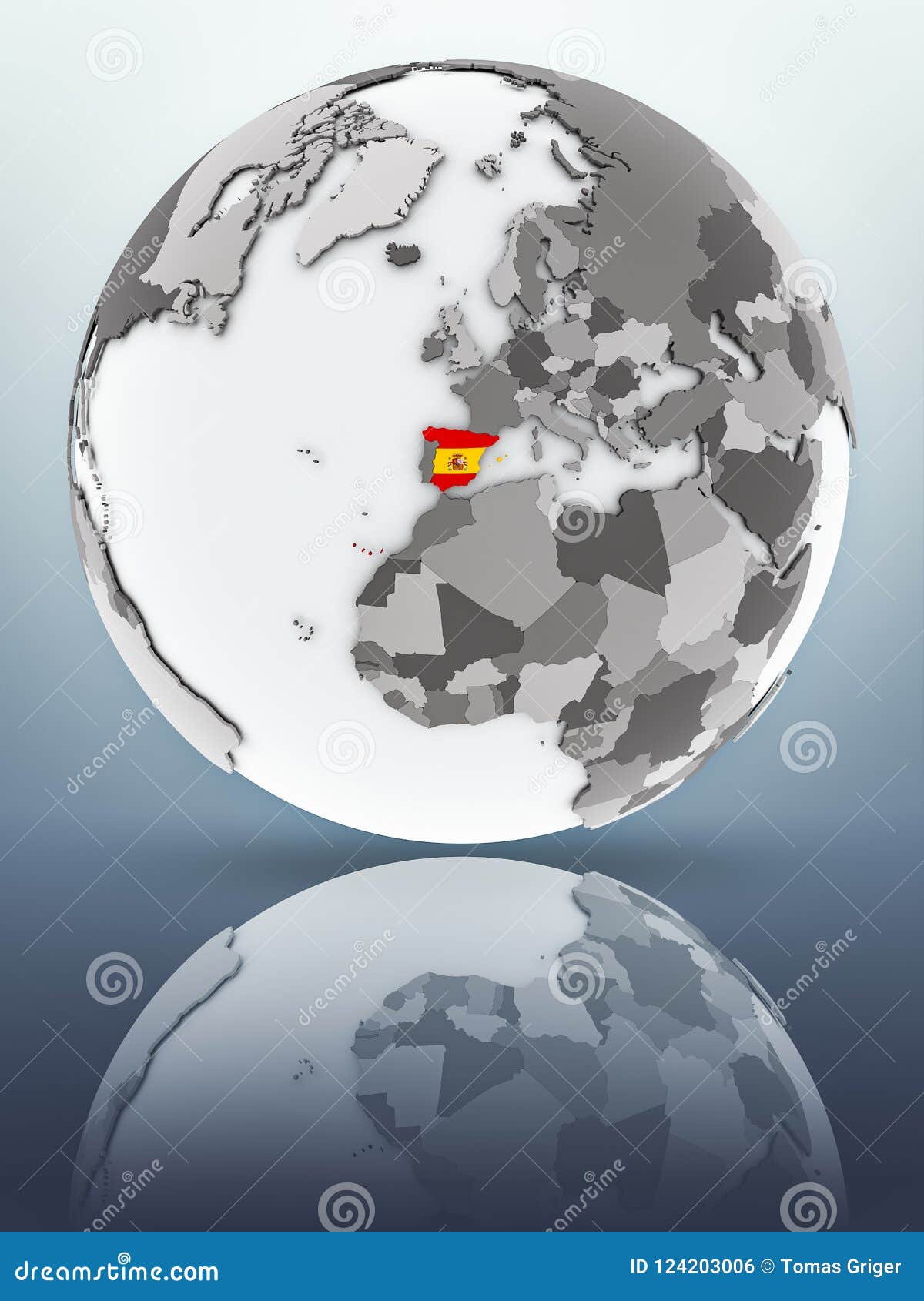 Spain on globe stock illustration. Illustration of globe - 124203006