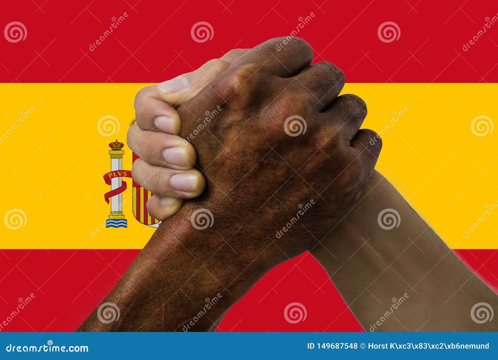 Spain Flag, Intergration of a Multicultural Group of Young People Stock ...