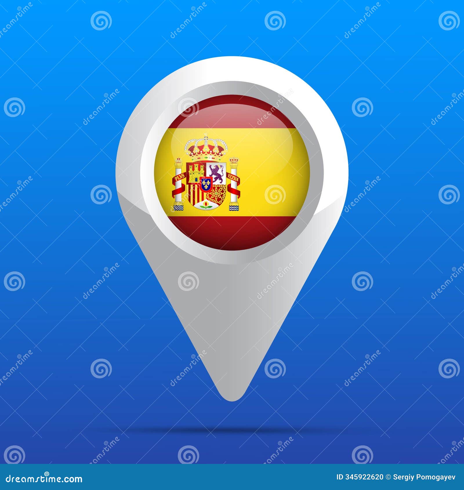 Spain Flag Map Icon. Glossy Icon Stock Illustration - Illustration of ...