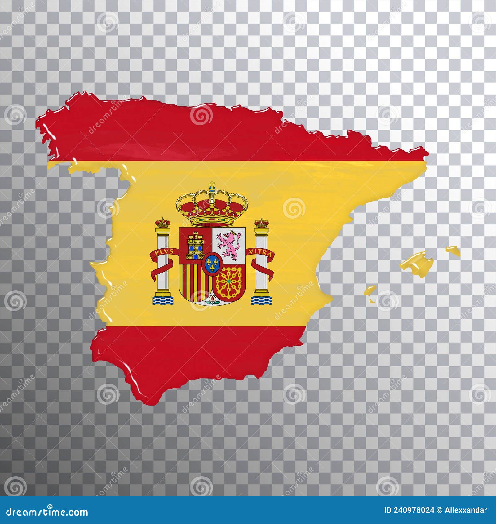 Spain Flag and Map, Transparent Background Stock Illustration ...