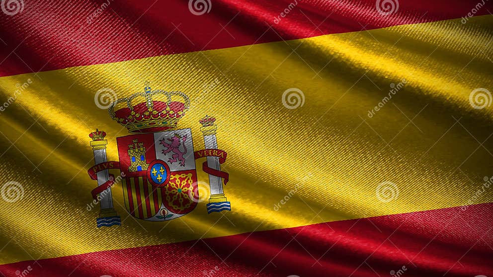 Spain Flag with Realistic Silky Wave Texture Stock Image - Image of ...