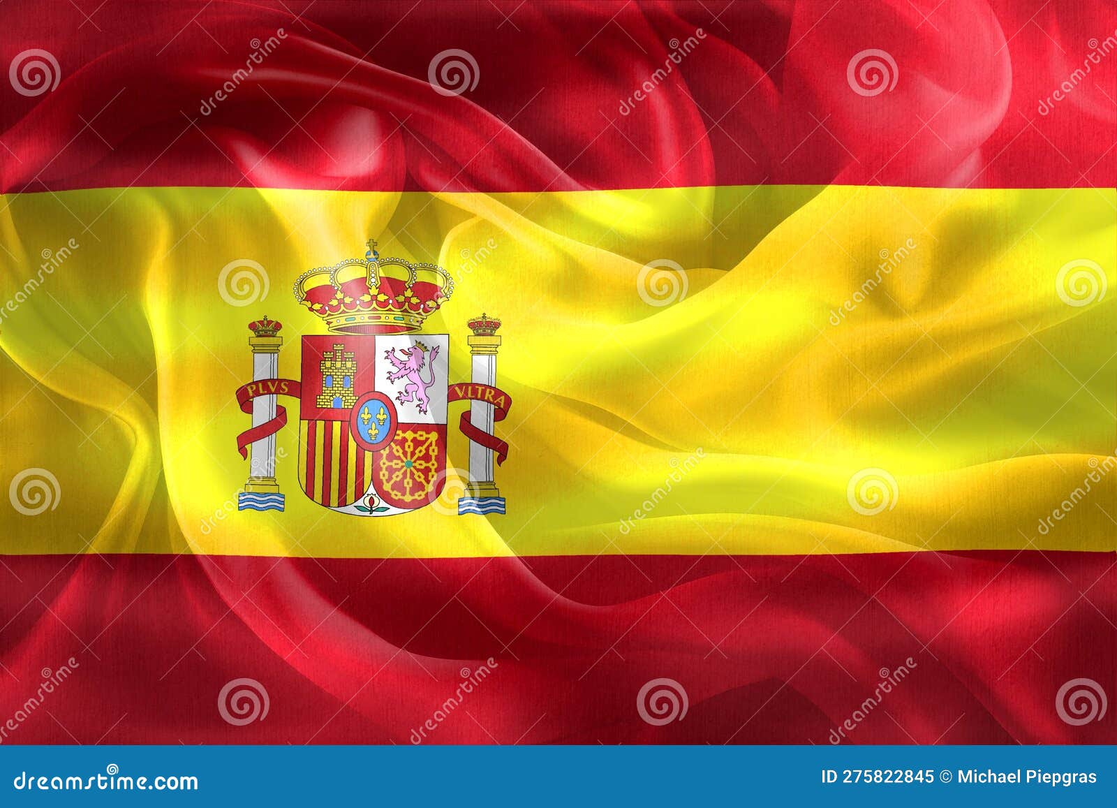 Spain Flag - Realistic Waving Fabric Flag Stock Illustration ...