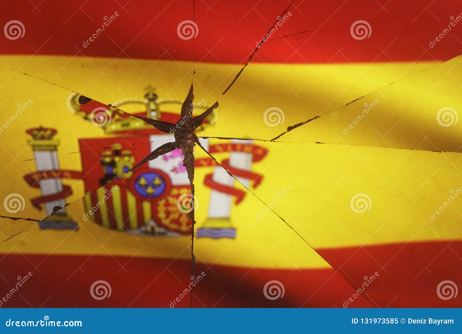 Spain Flag is Reflected in Broken Mirror Stock Image - Image of broken ...