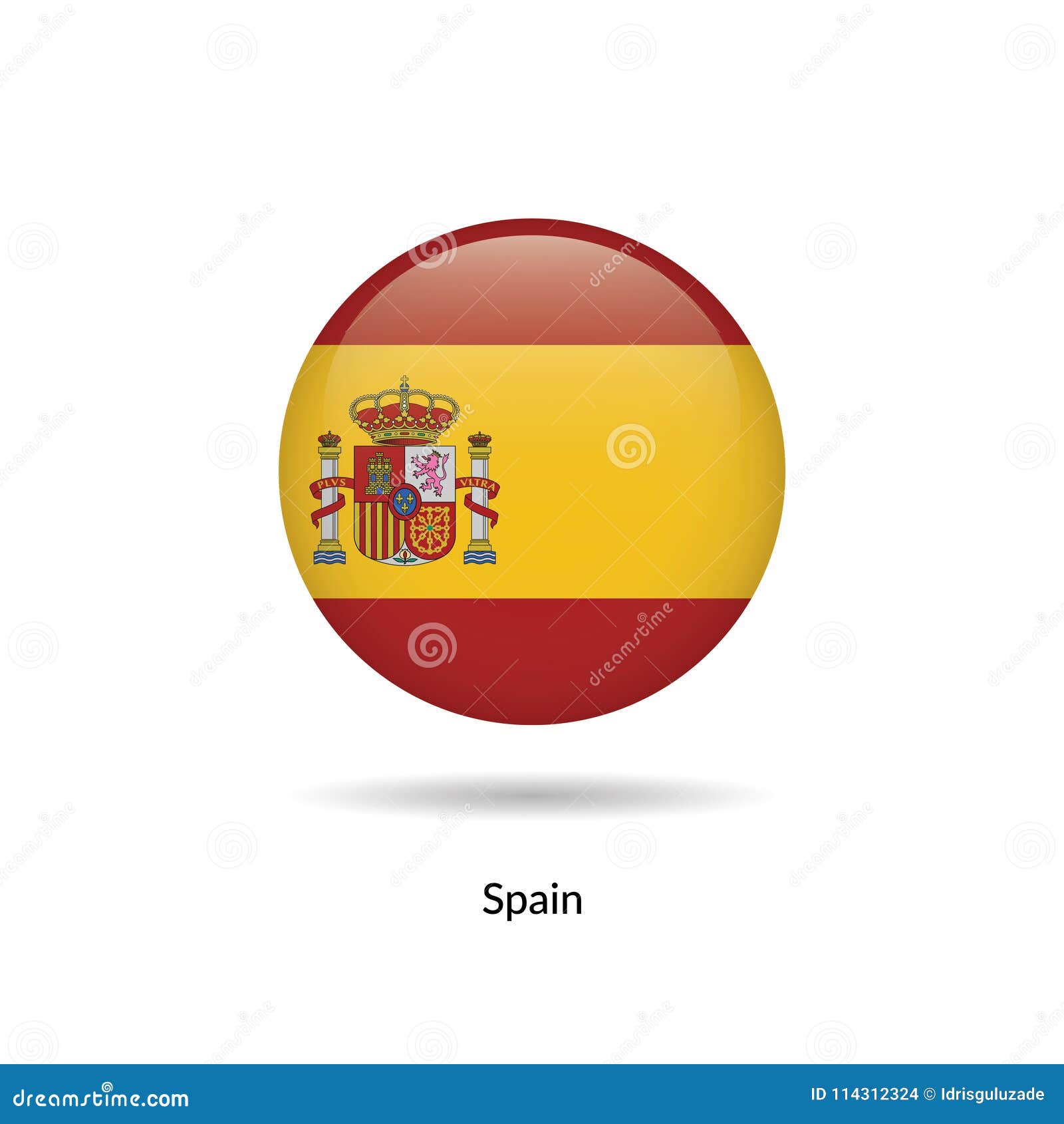 Spain flag - round glossy stock vector. Illustration of country - 114312324
