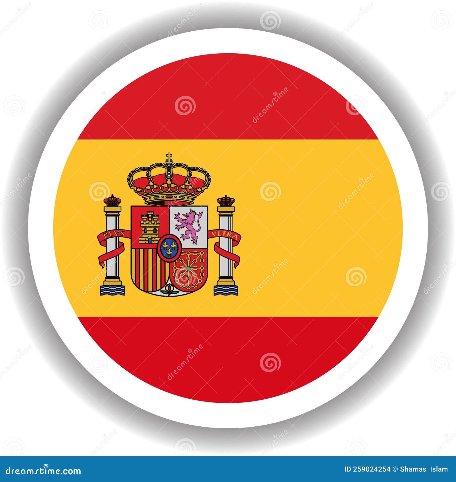 Spain Flag Round Shape Vectors Stock Vector - Illustration of state ...