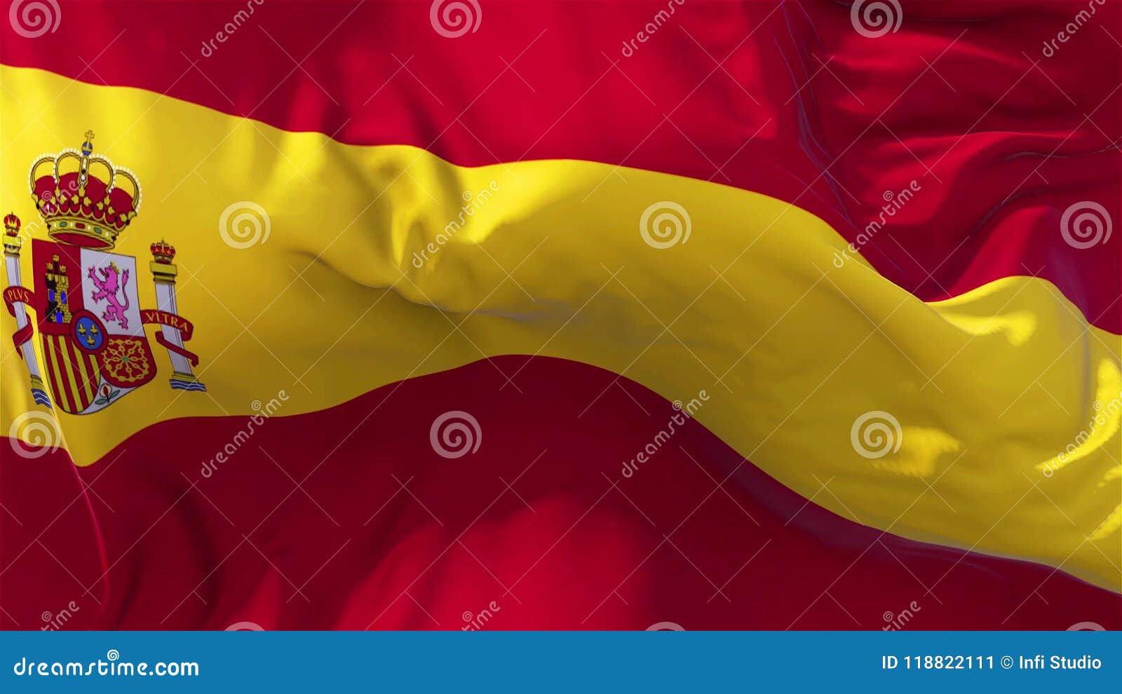 Spain Flag in Slow Motion Smooth Blowing in Wind Seamless Loop ...