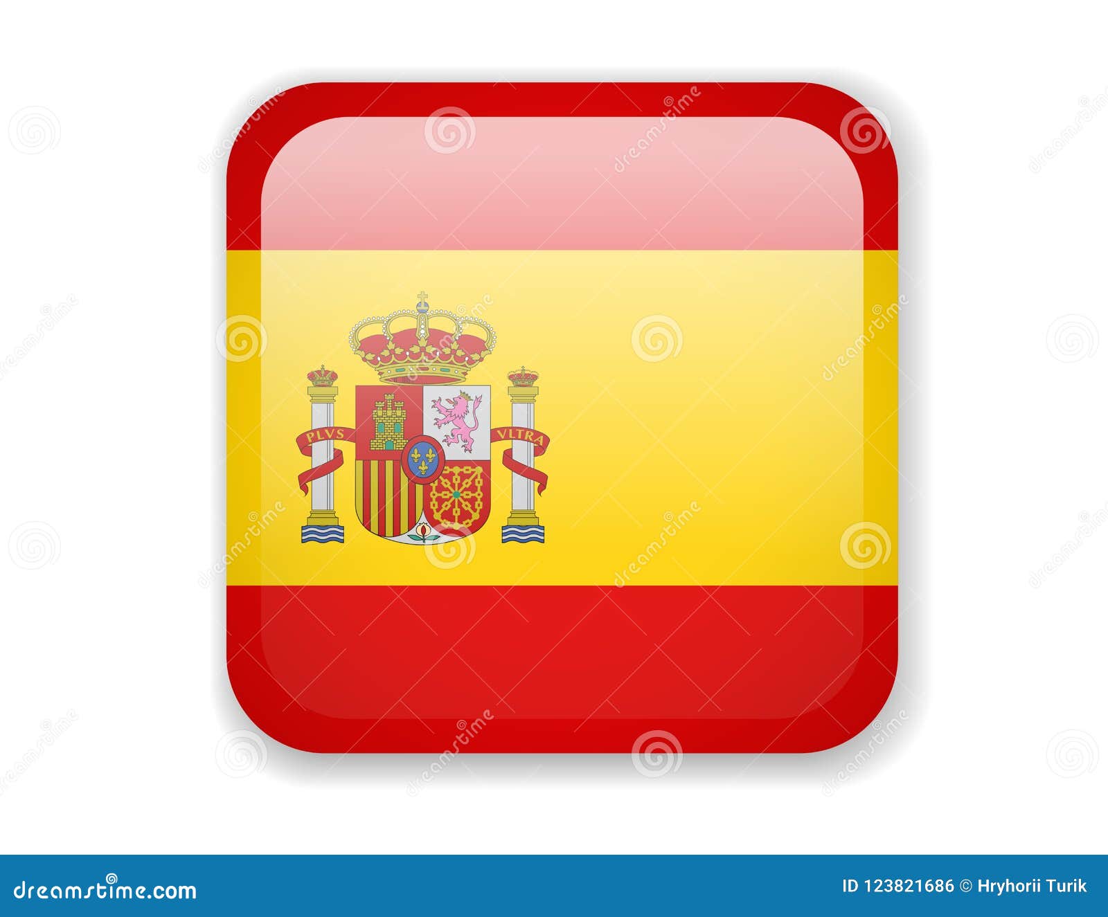 Spain Flag. Square Bright Icon on a White Background Stock Illustration ...