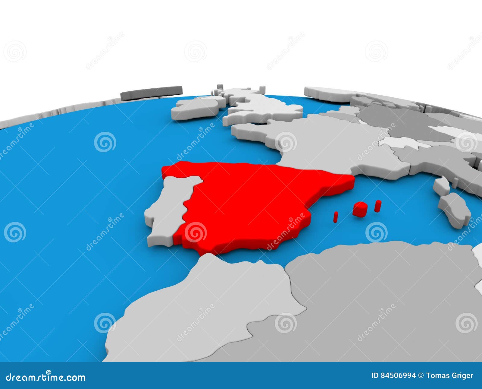 Spain on globe in red stock illustration. Illustration of spaniard ...