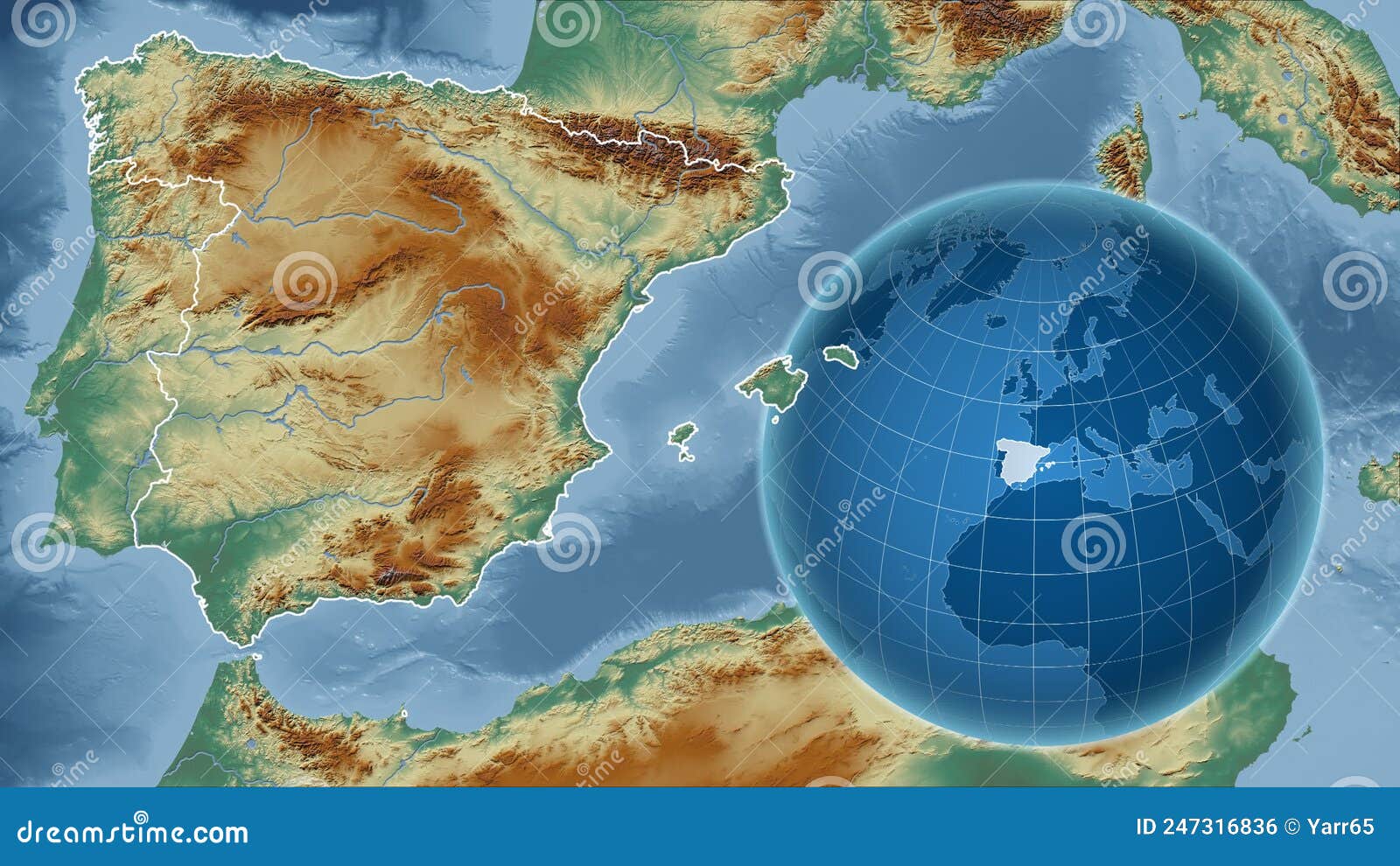 Spain and Globe. Relief stock footage. Video of longitude - 247316836