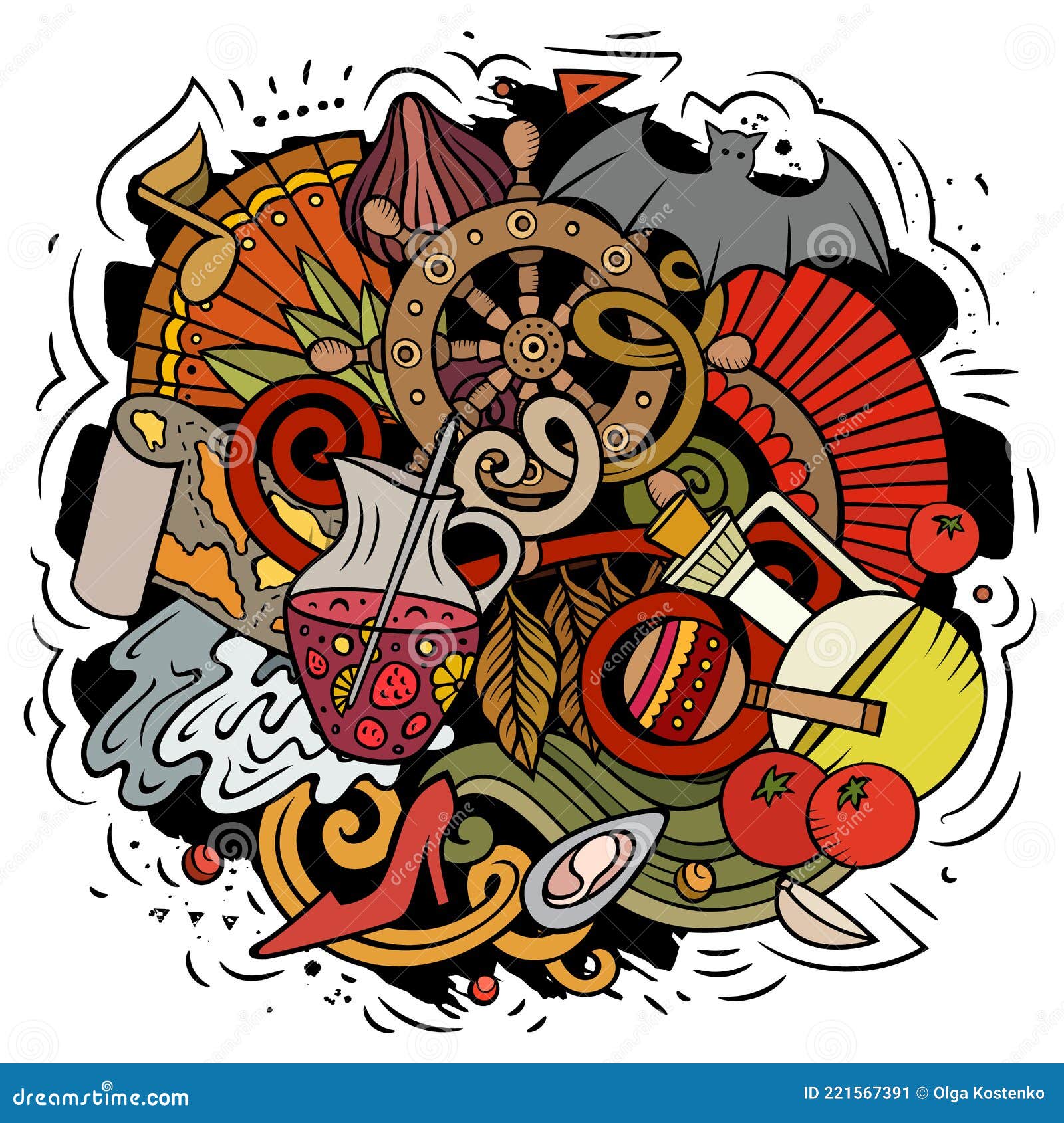 Spain Hand Drawn Cartoon Doodle Illustration Stock Vector ...