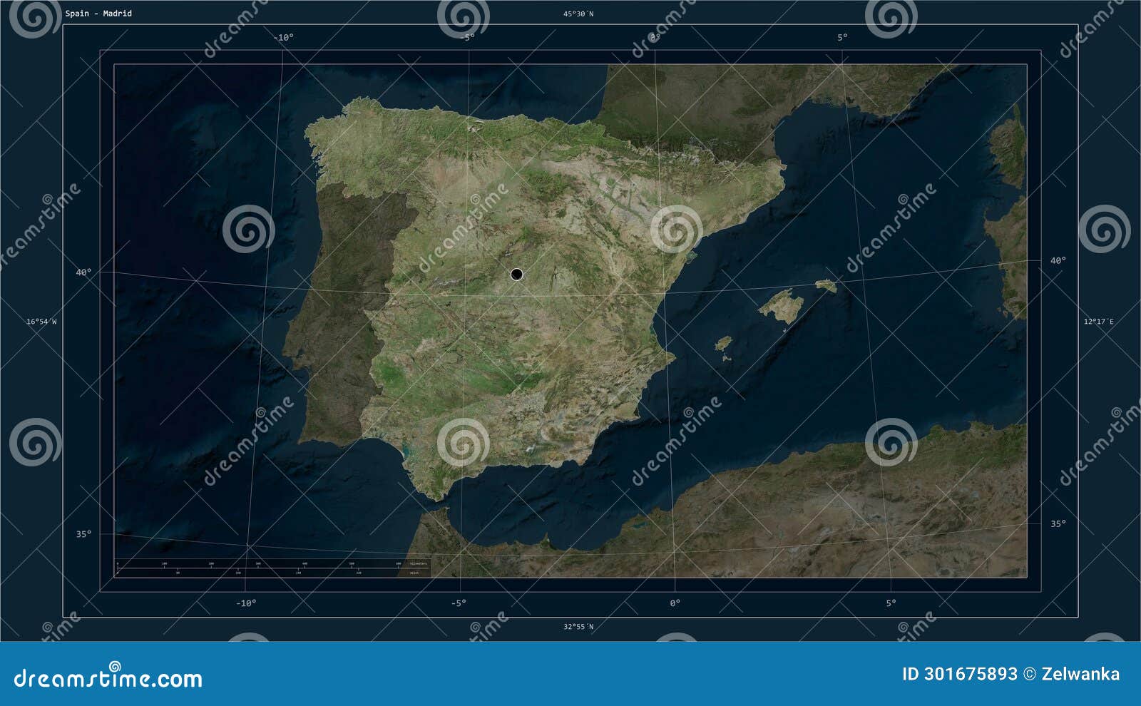 Spain Highlighted - Composition. High-res Satellite Stock Illustration ...