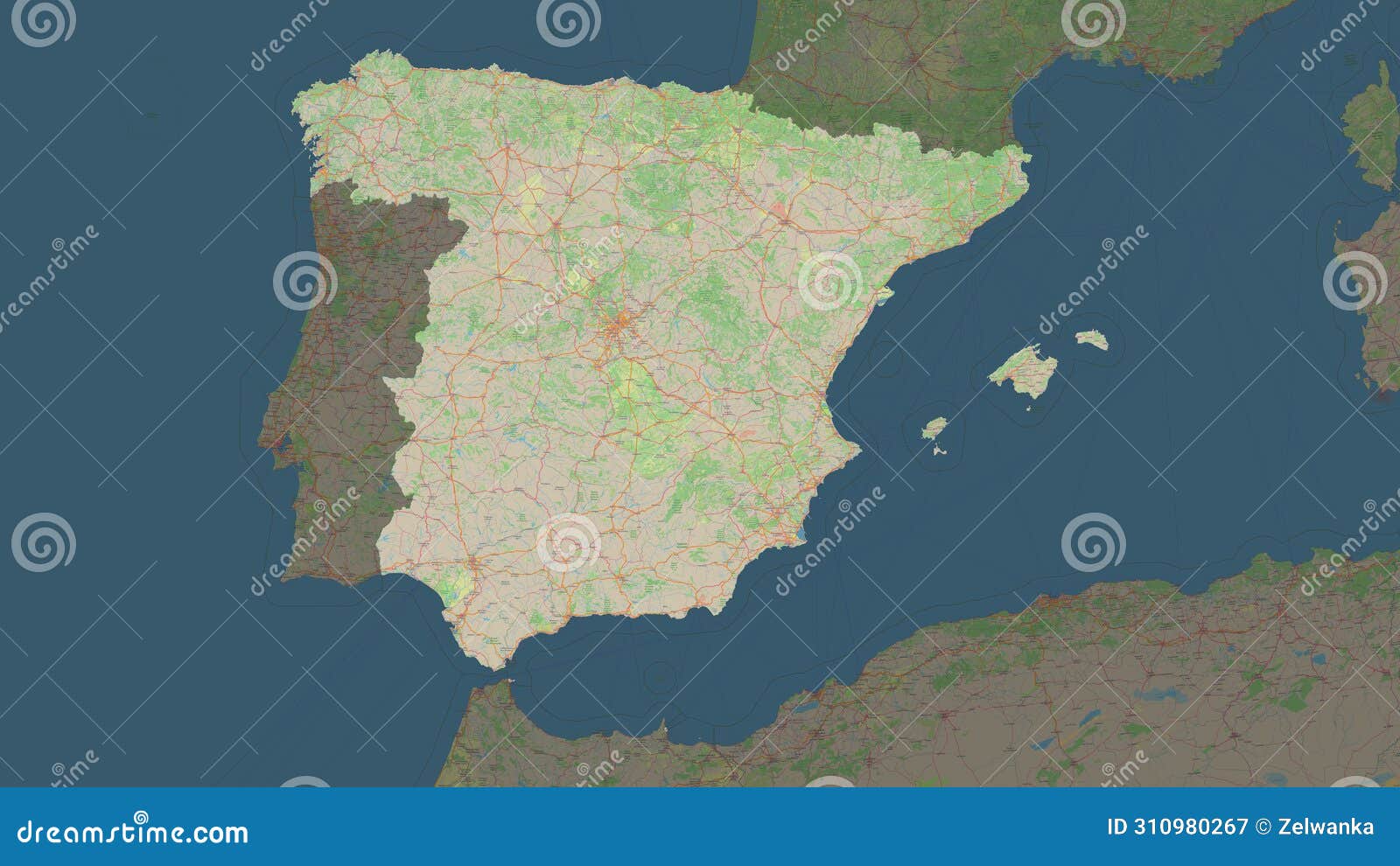 Spain Highlighted. Topo German Stock Illustration - Illustration of ...