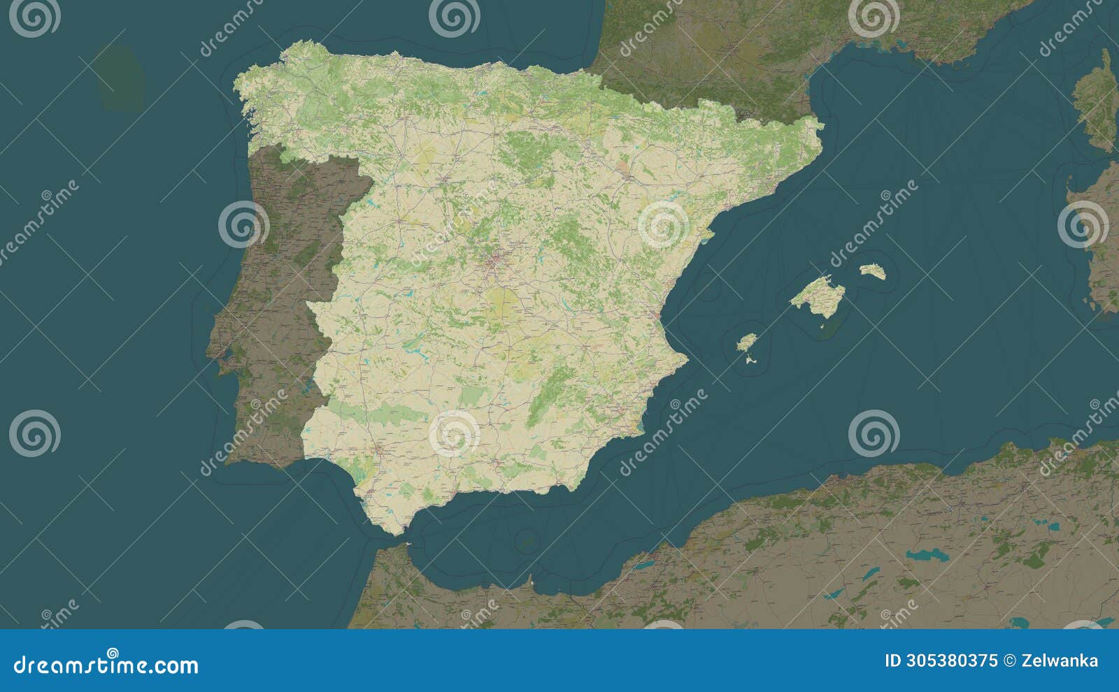 Spain Highlighted. Topo Humanitarian Stock Illustration - Illustration ...