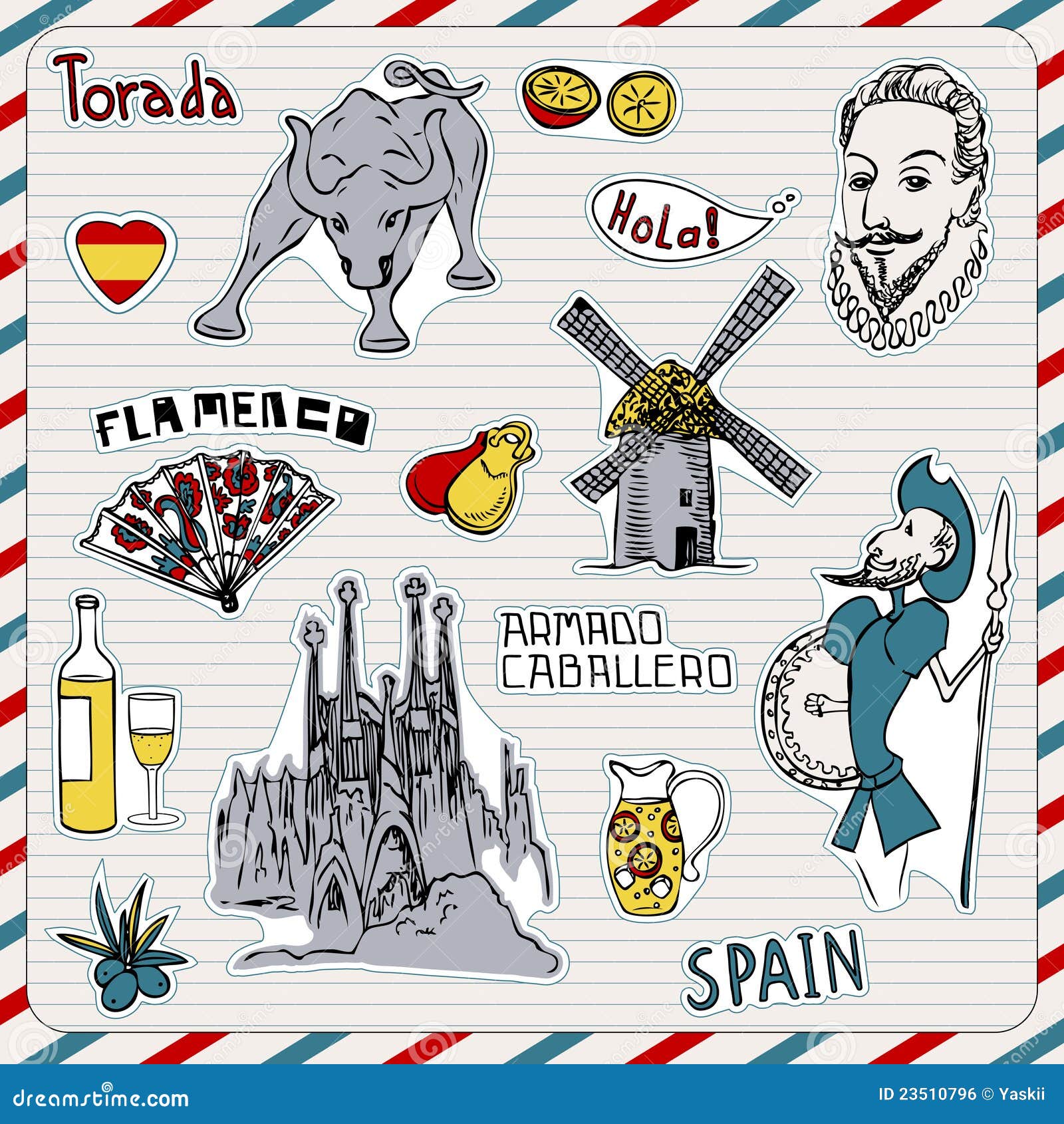 Spain icons stock vector. Illustration of architecture - 23510796