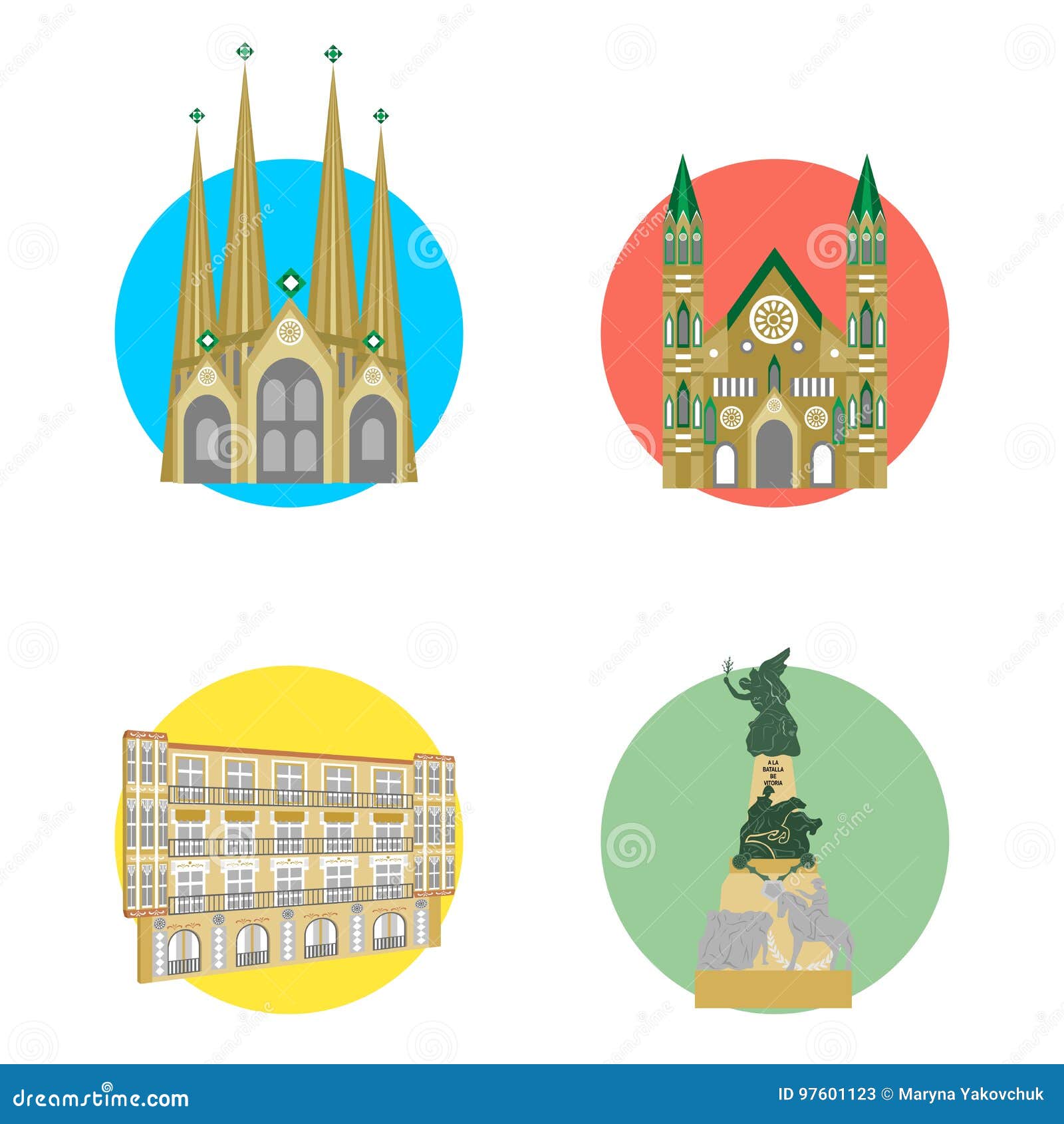Spain icons set stock vector. Illustration of cruise - 97601123