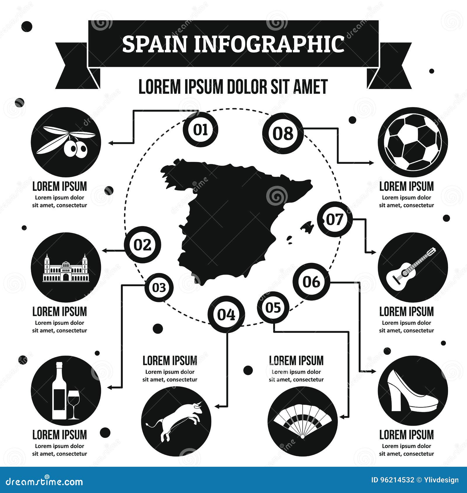 Spain - Infographic Map - Illustration Cartoon Vector | CartoonDealer.com #56198455