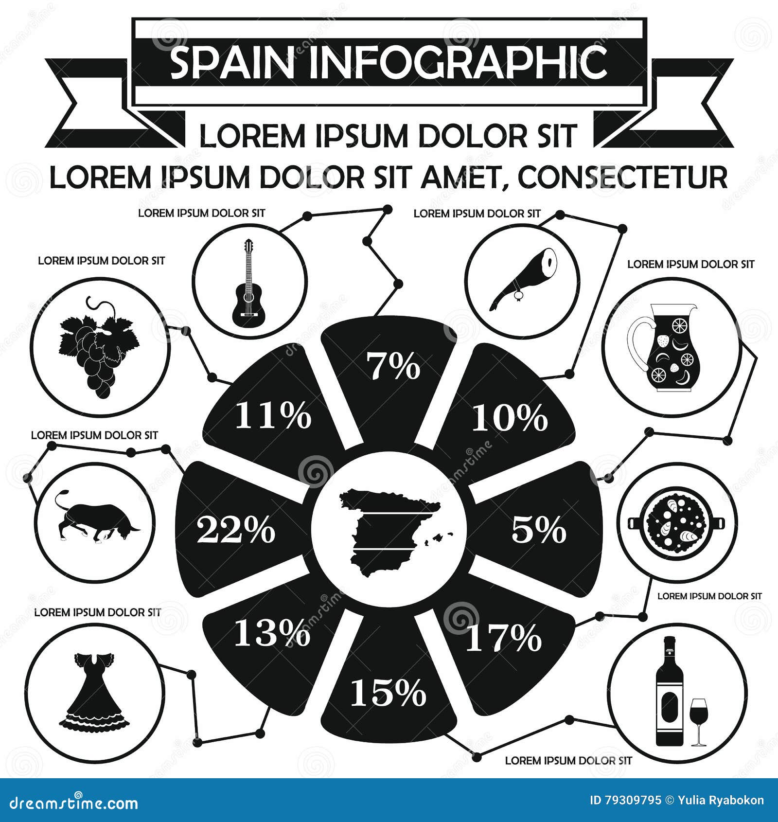 Spain Infographic Elements, Simple Style Stock Vector - Illustration of ...