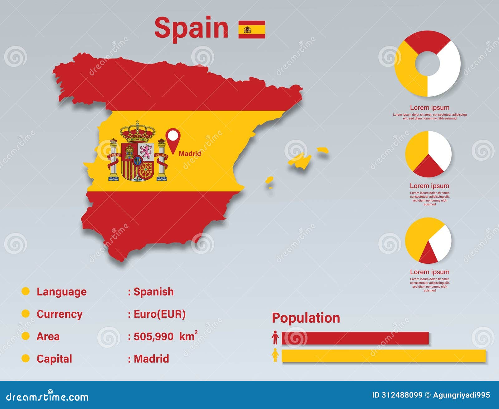 Spain Infographic stock vector. Illustration of continent - 312488099