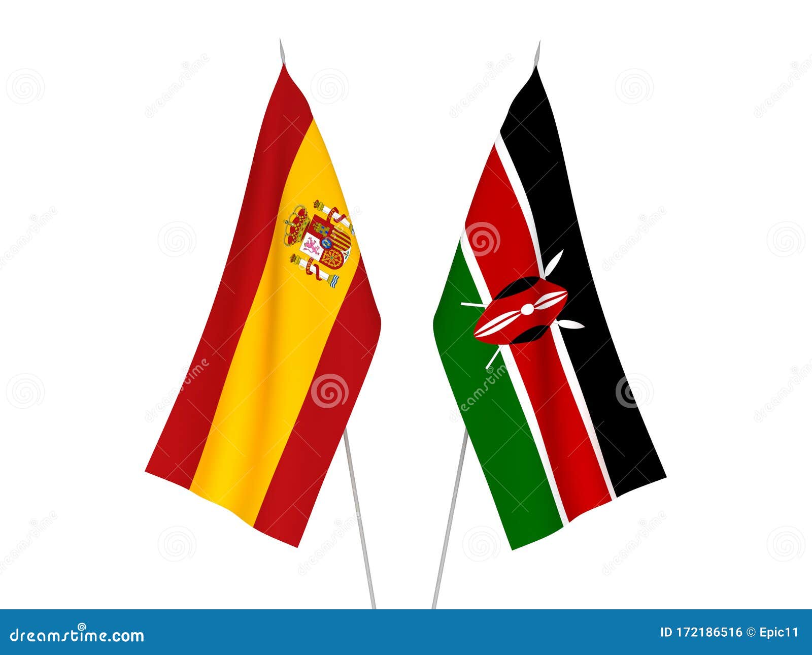 Spain and Kenya flags stock illustration. Illustration of flagpole ...