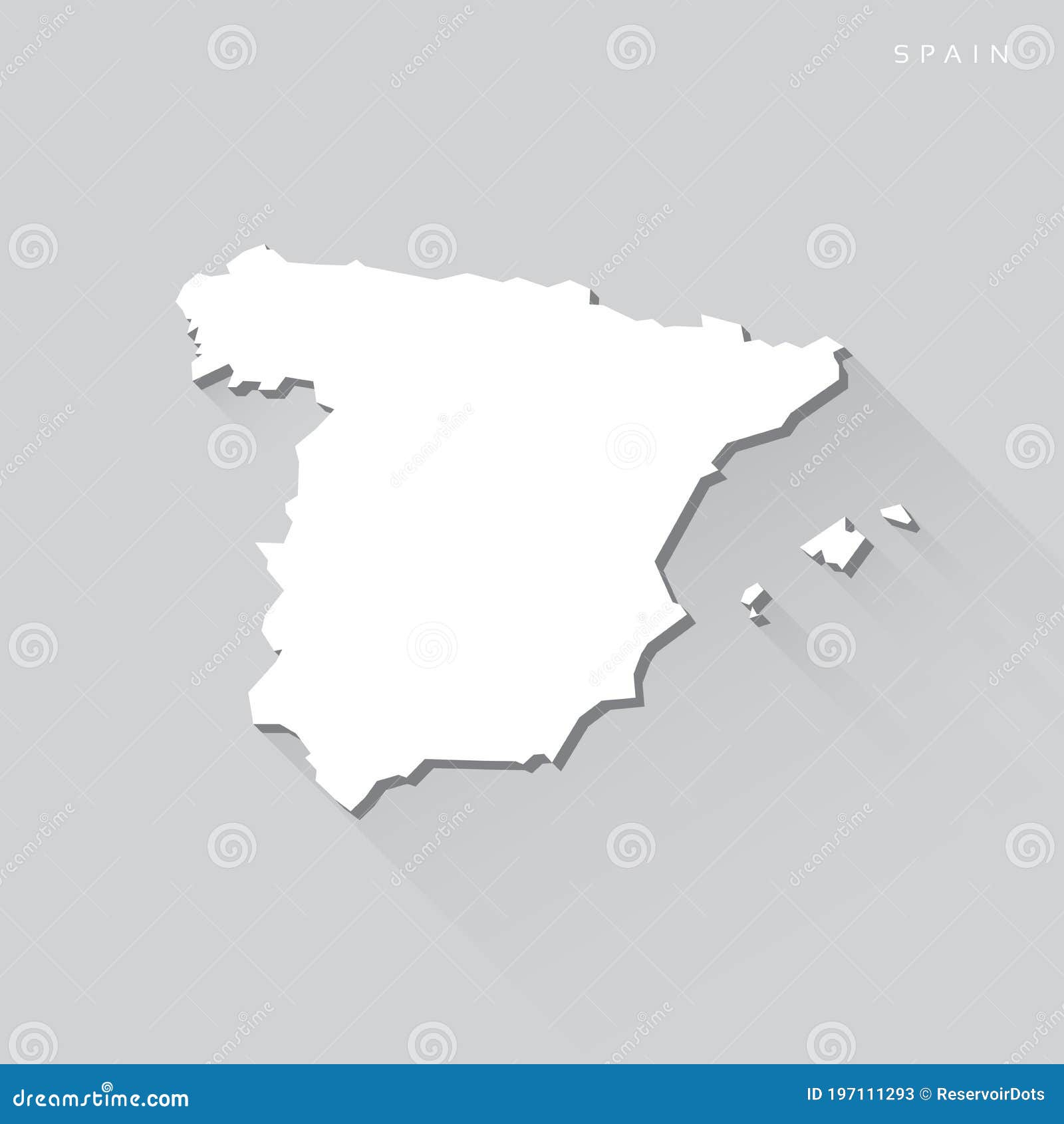 Spain Long Shadow Map stock vector. Illustration of cartography - 197111293