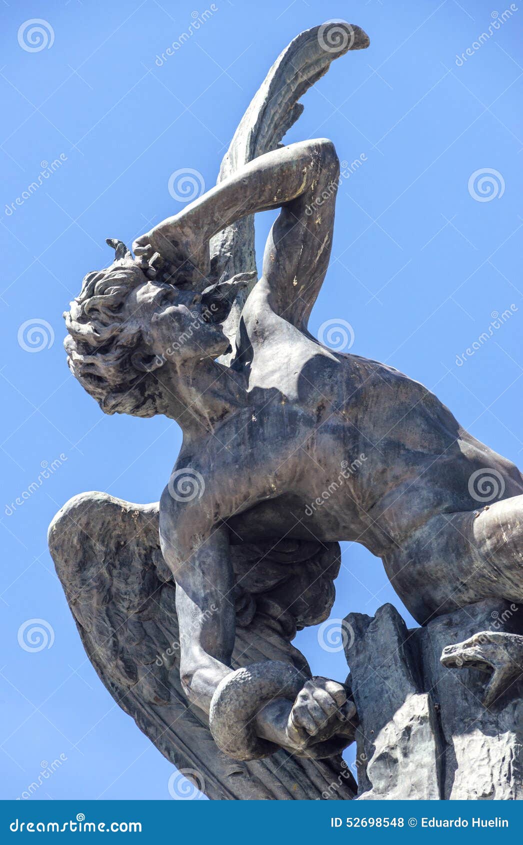 Spain, Madrid, Fallen Angel Sculpture in Retiro Park Stock Photo ...