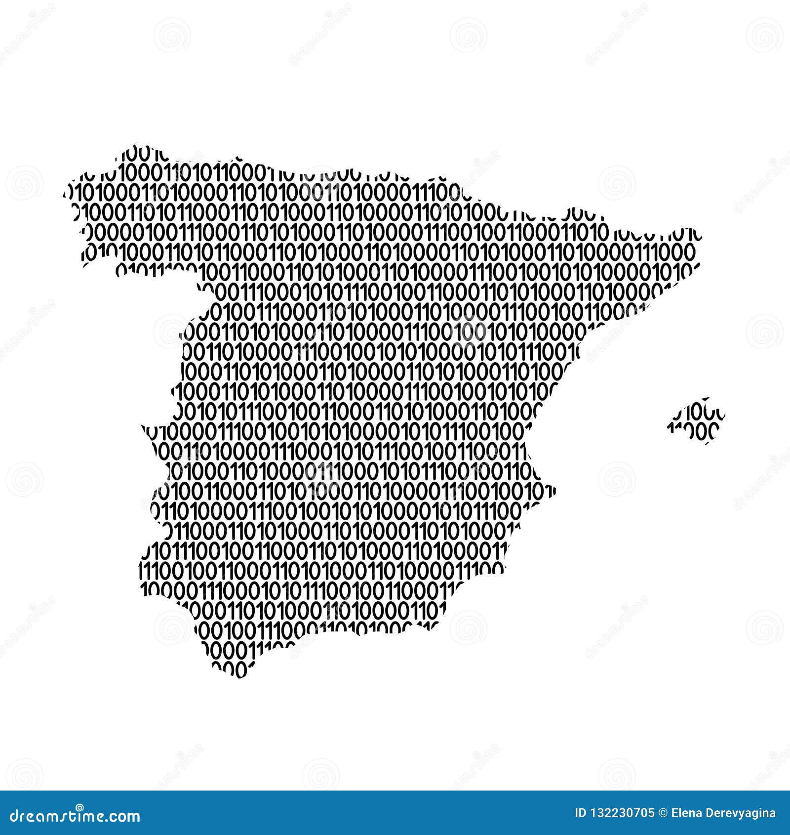 Spain Map Abstract Schematic from Black Ones and Zeros Binary Di Stock ...