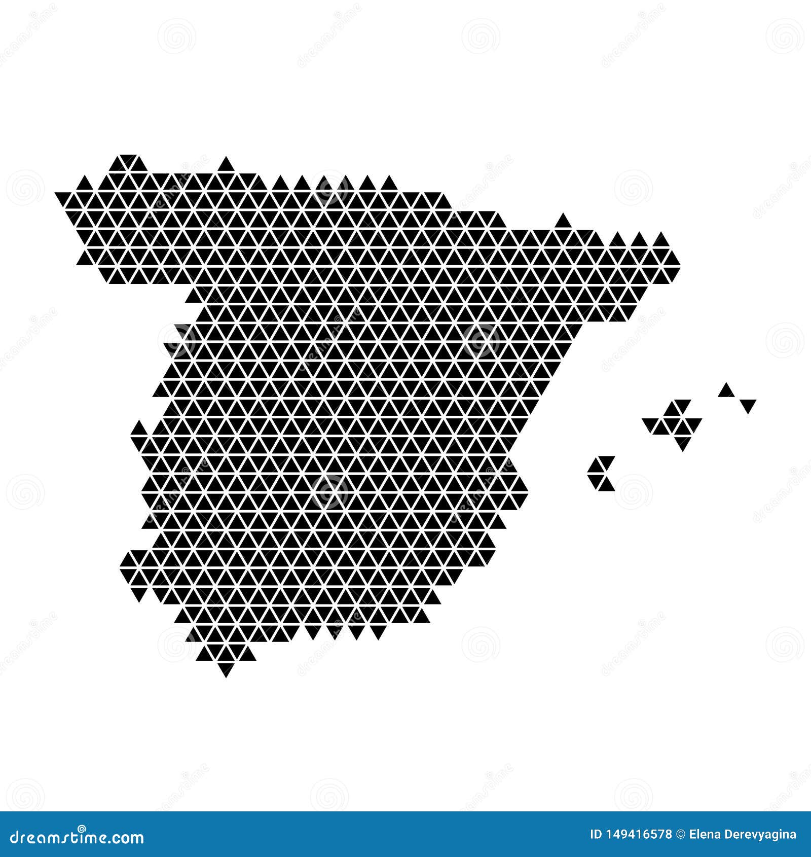 Spain Map Abstract Schematic from Black Triangles Repeating Pattern ...