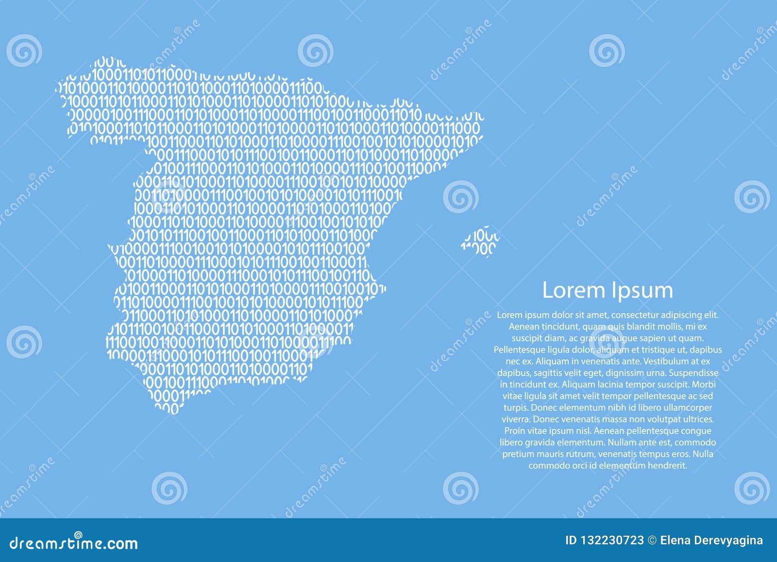 Spain Map Abstract Schematic from White Ones and Zeros Binary Di Stock ...