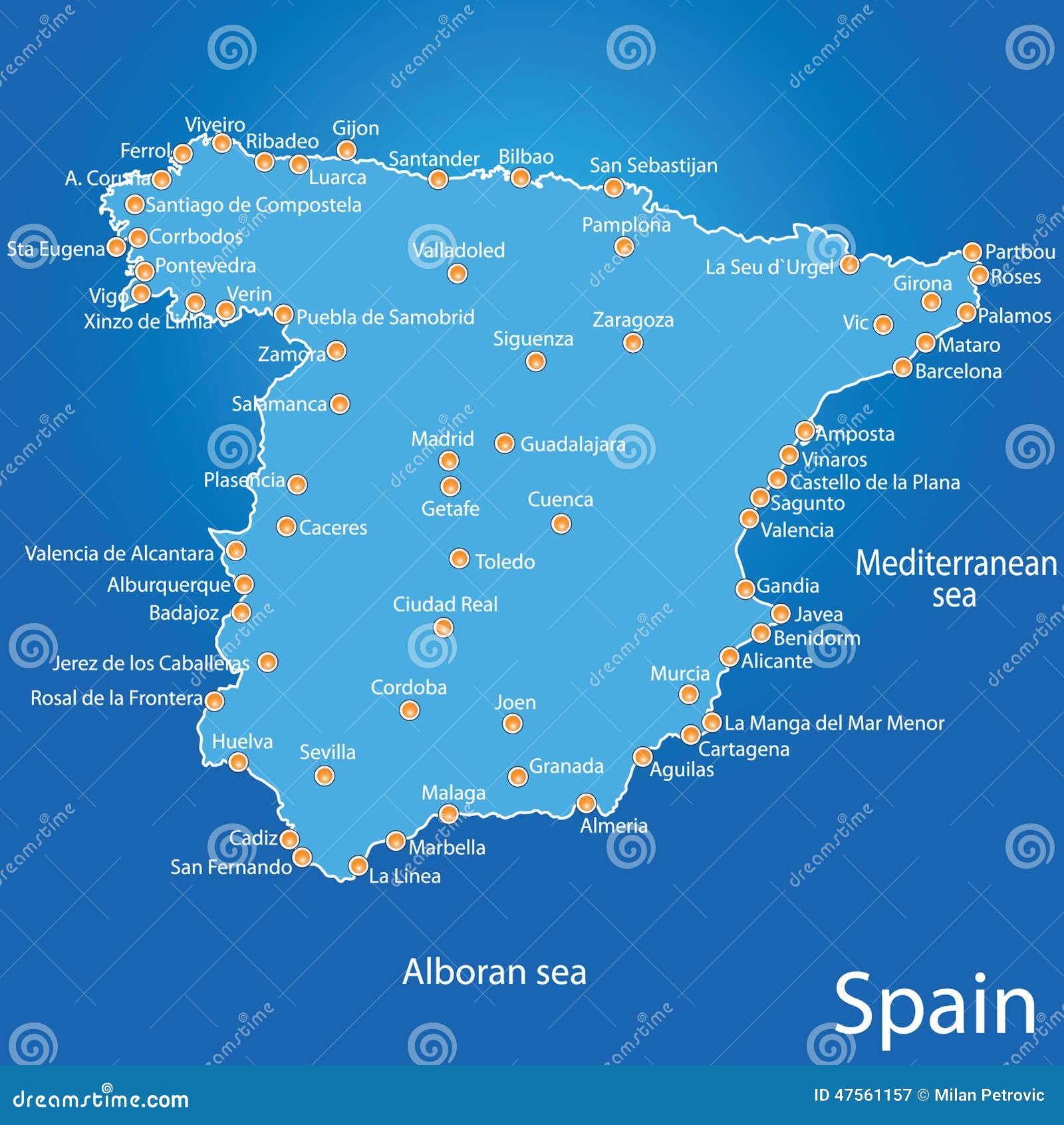 Spain map art illustration stock vector. Illustration of administrative ...