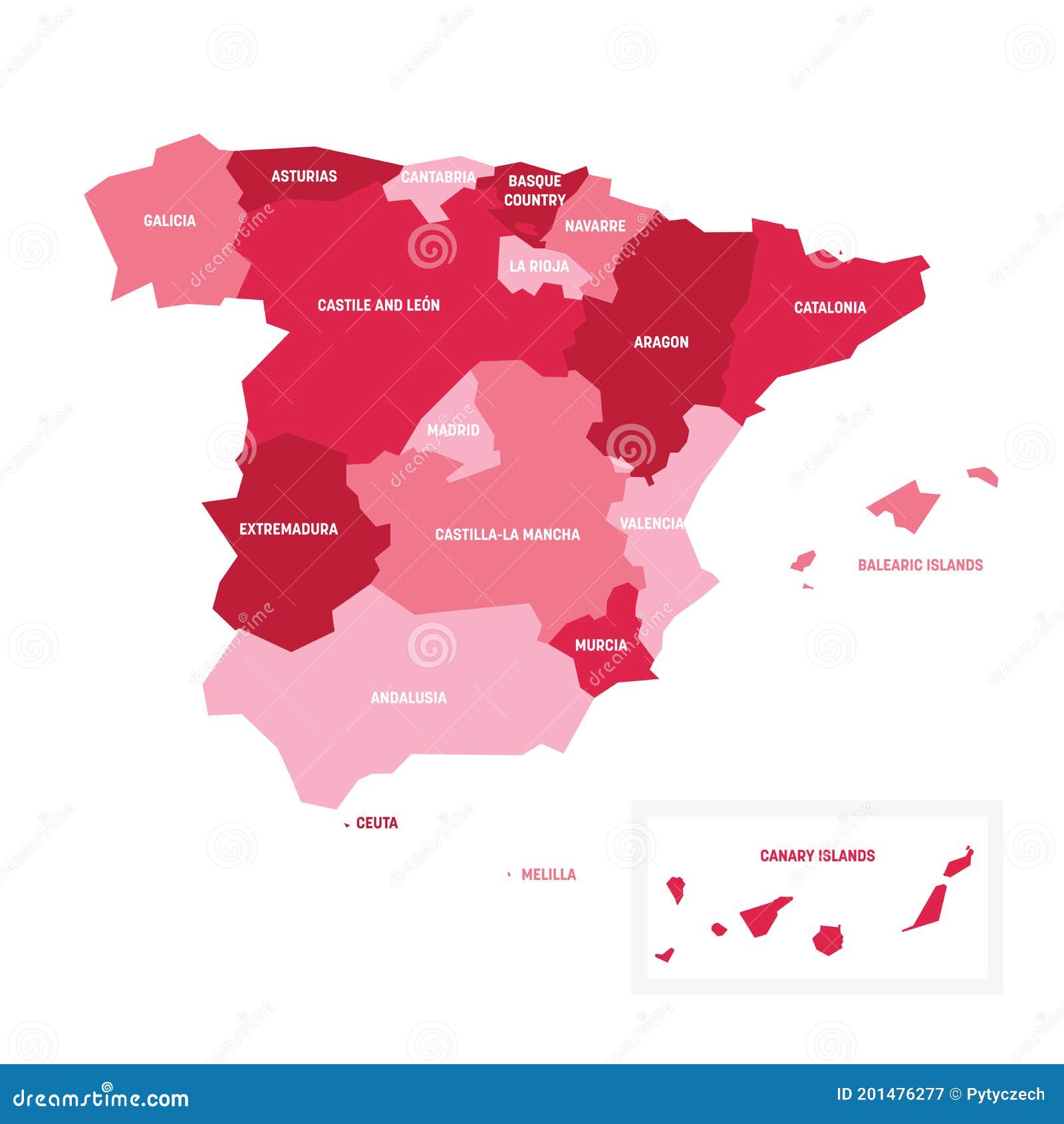 Spain - Map of Autonomous Communities Stock Vector - Illustration of ...