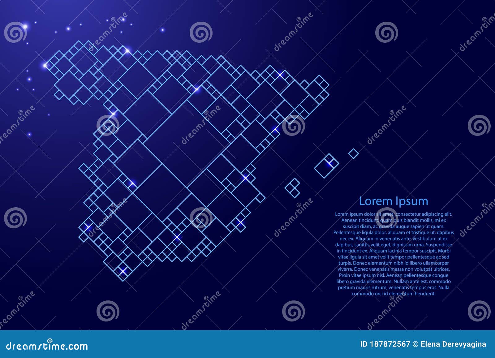 Spain Map from Blue Pattern from a Grid of Squares of Different Sizes ...