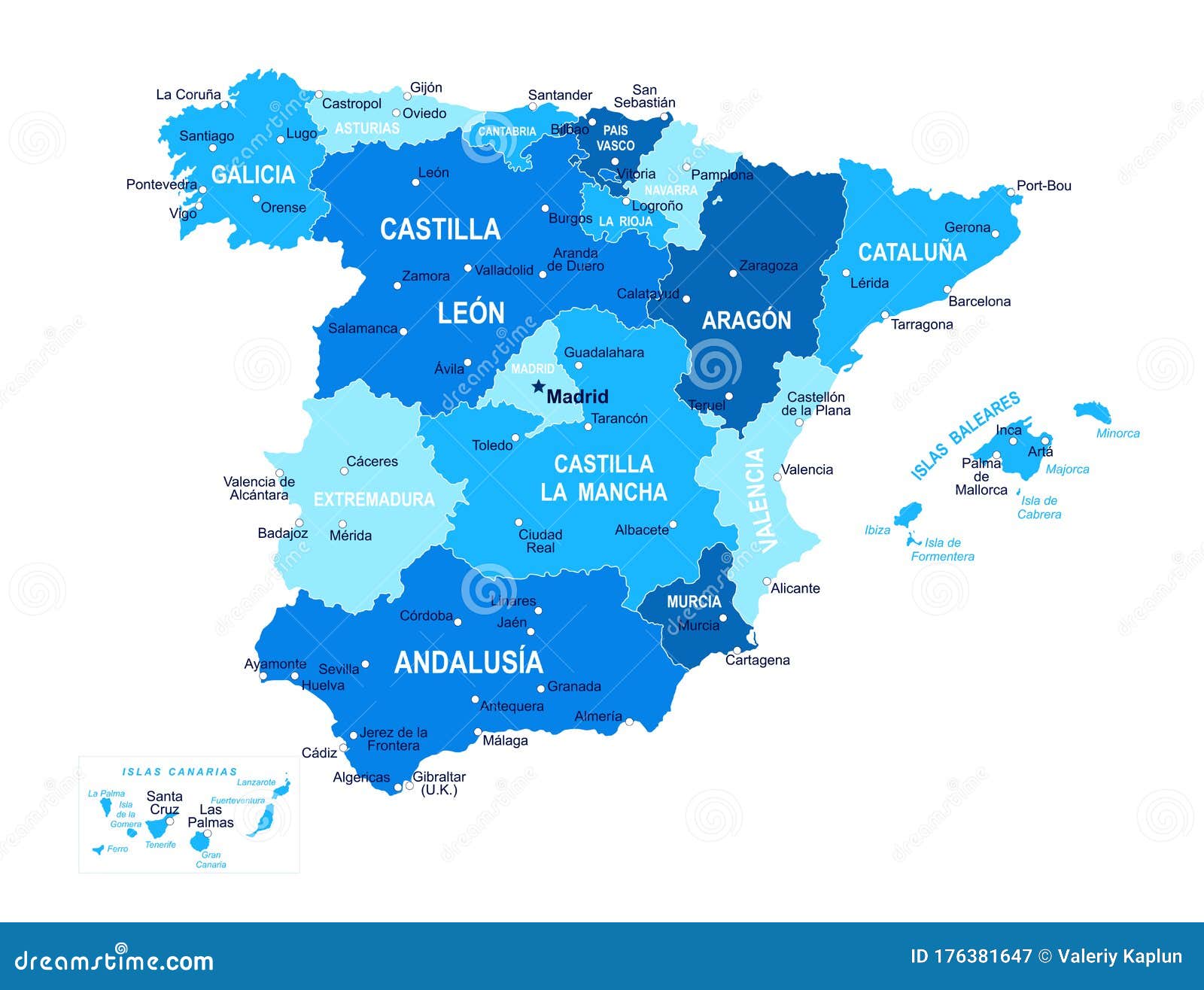 Spain Map And Cities Cartoon Vector | CartoonDealer.com #15975425