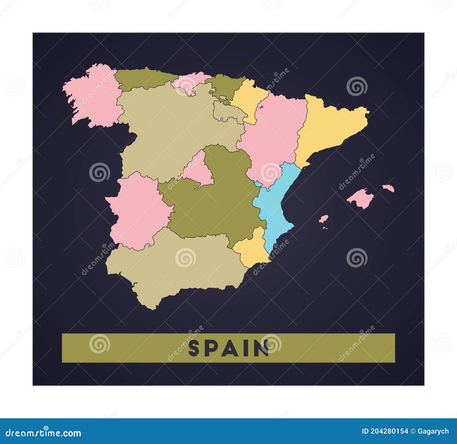 Spain map. stock vector. Illustration of kingdom, cruise - 204280154