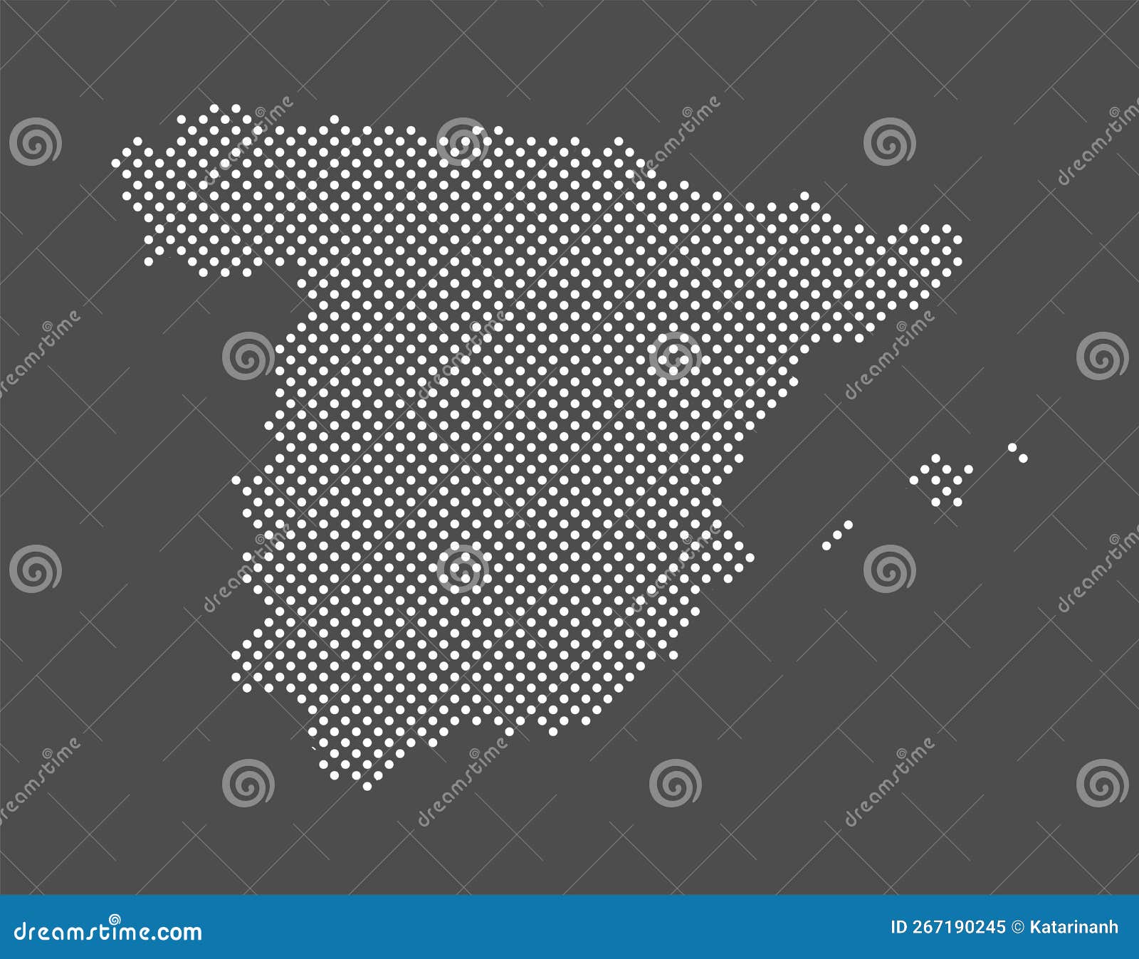 Spain Map Dot on Gray Background. Dotted Map of Spain Stock Vector ...