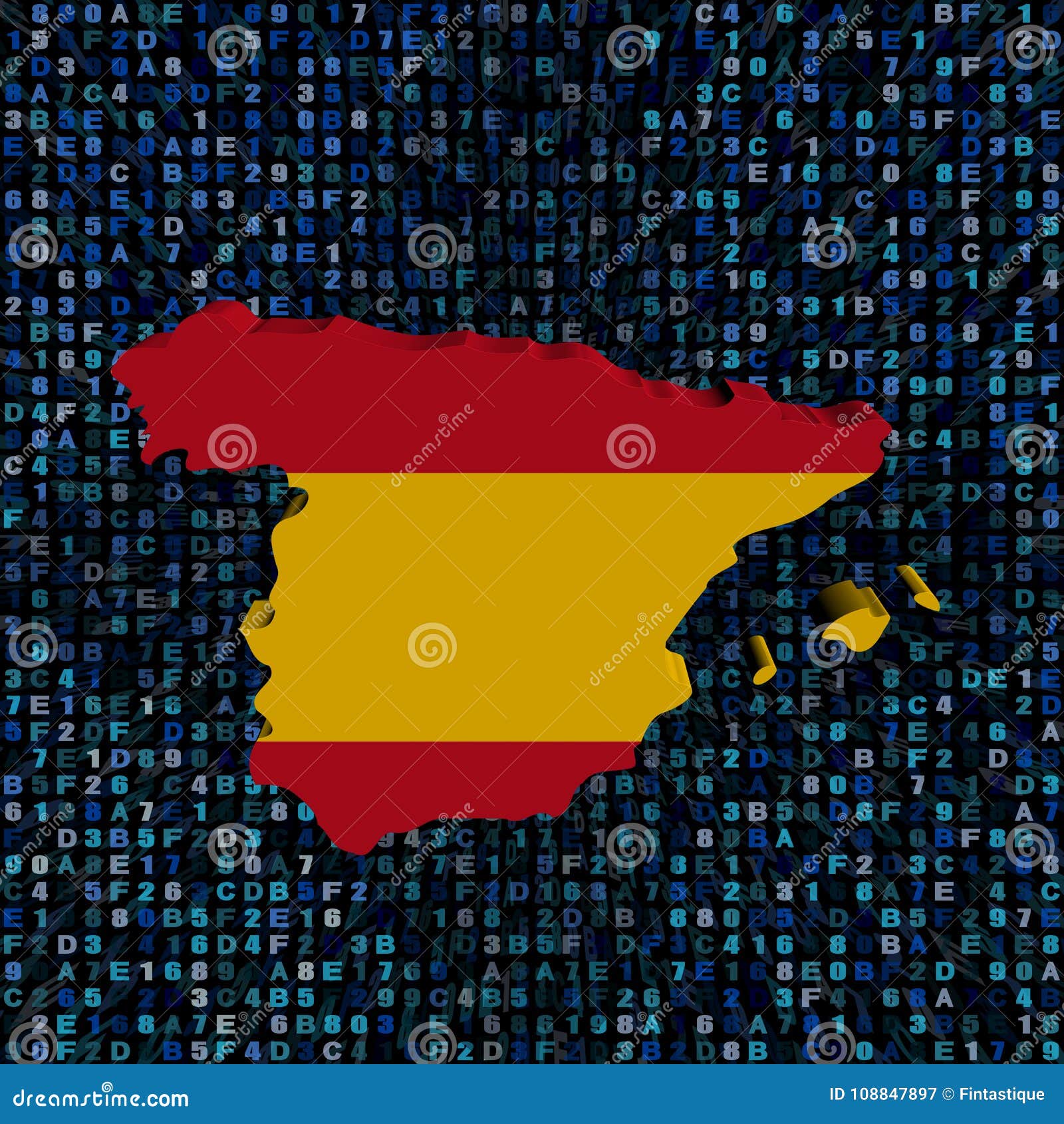 Spain Map Flag on Hex Code Illustration Stock Illustration ...