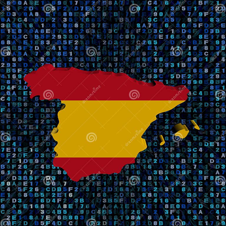 Spain Map Flag on Hex Code Illustration Stock Illustration ...