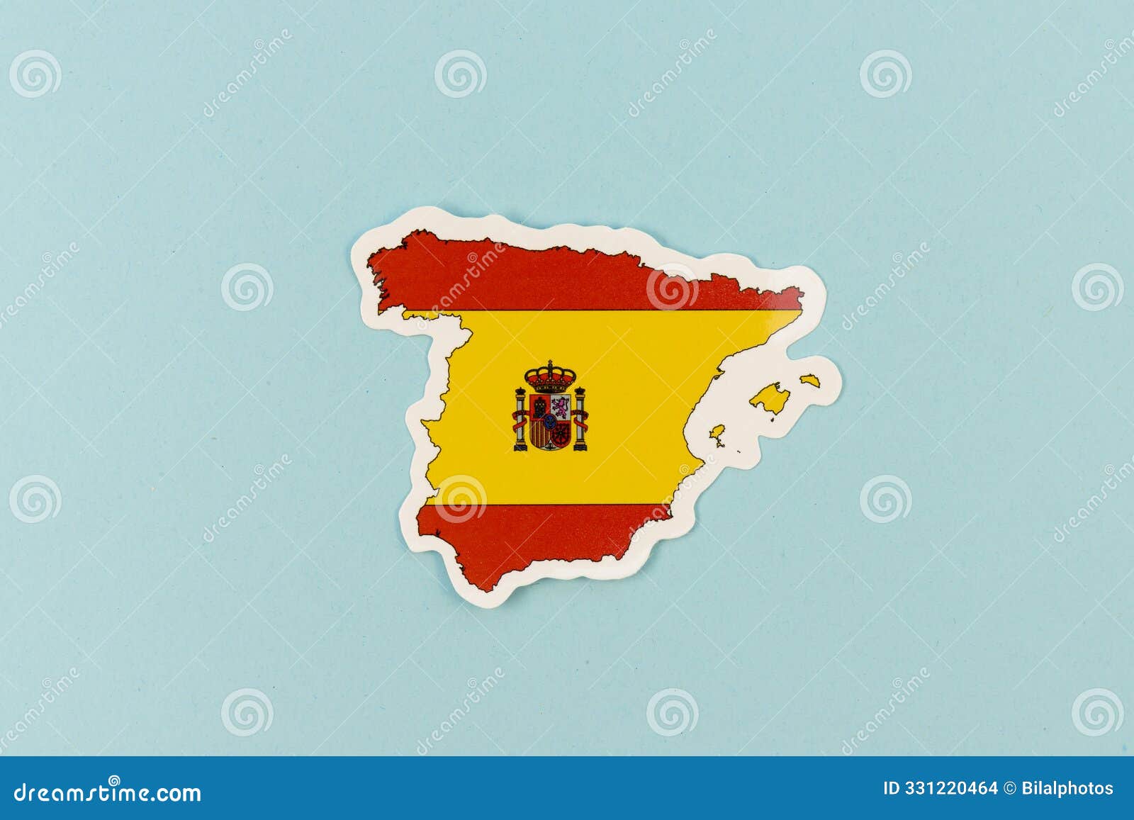 Spain Map with Flag Colors on Light Blue Background Stock Photo - Image ...