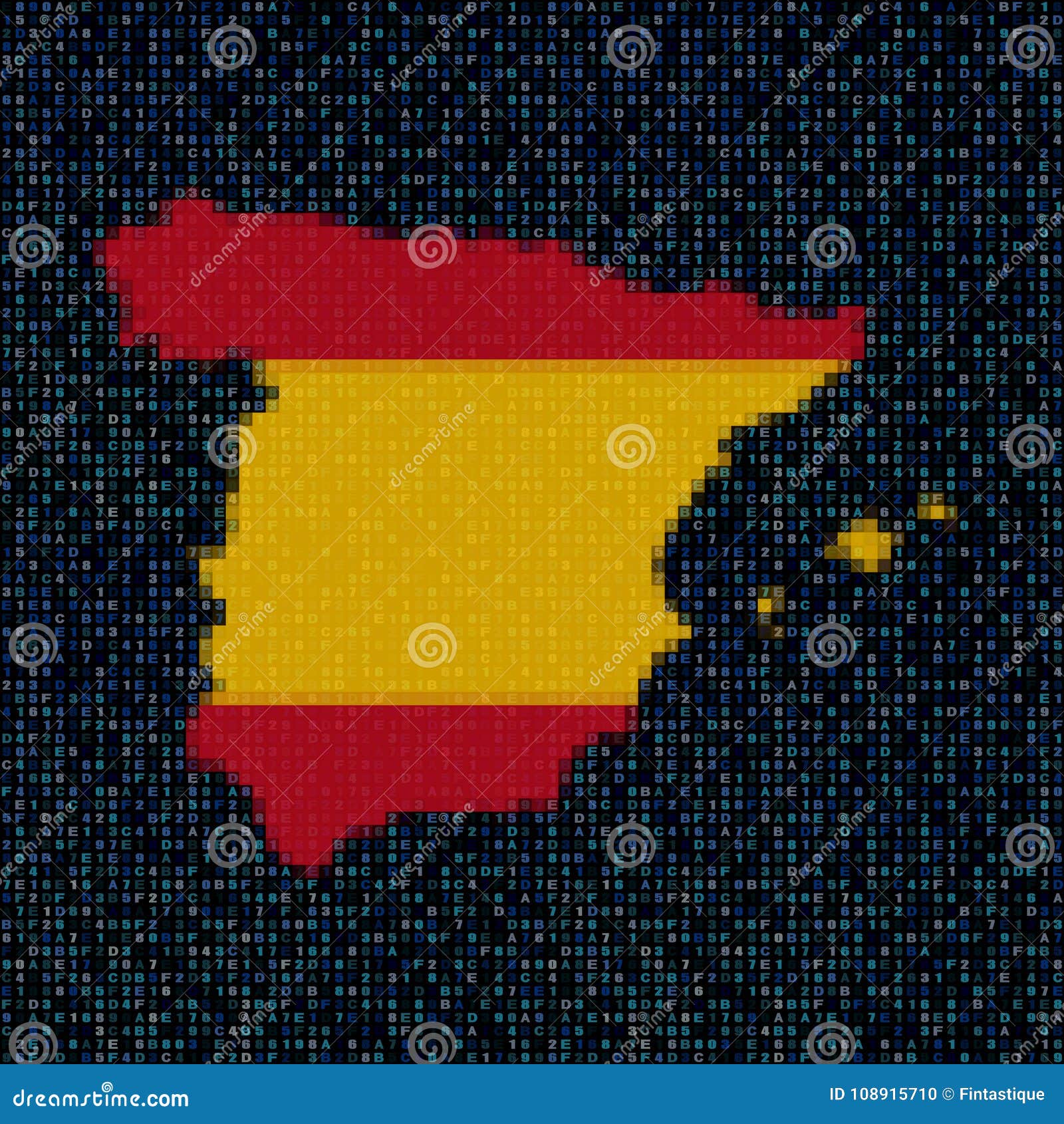 Spain Map Flag on Hex Code Illustration Stock Illustration ...