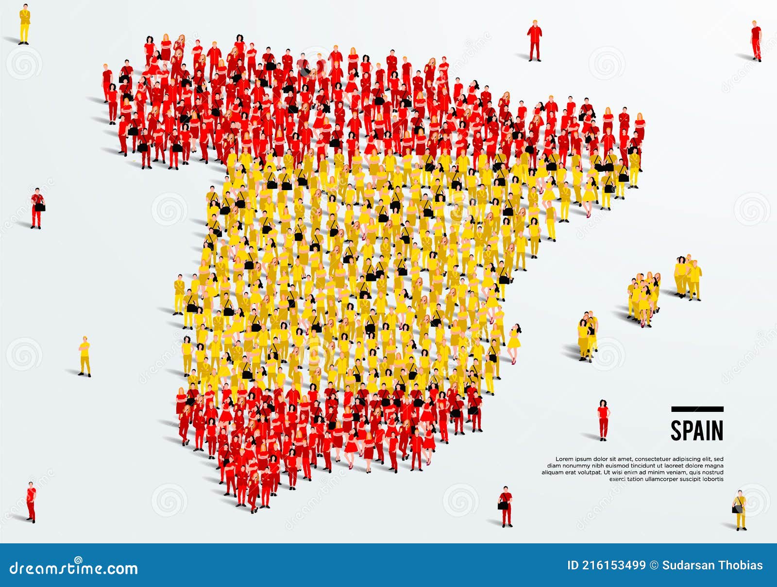 Spain Map and Flag. a Large Group of People in Spanish Flag Color Form ...