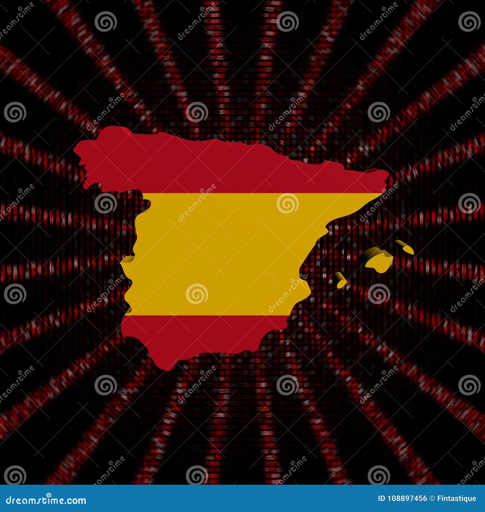 Spain Map Flag on Red Hex Code Burst Illustration Stock Illustration ...
