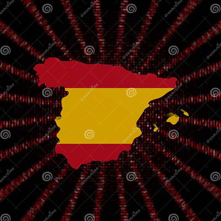 Spain Map Flag on Red Hex Code Burst Illustration Stock Illustration ...
