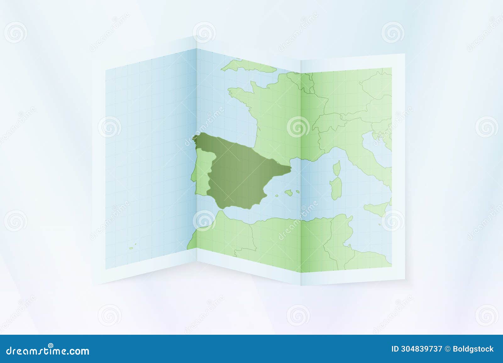 Spain Map, Folded Paper with Spain Map Stock Vector - Illustration of ...