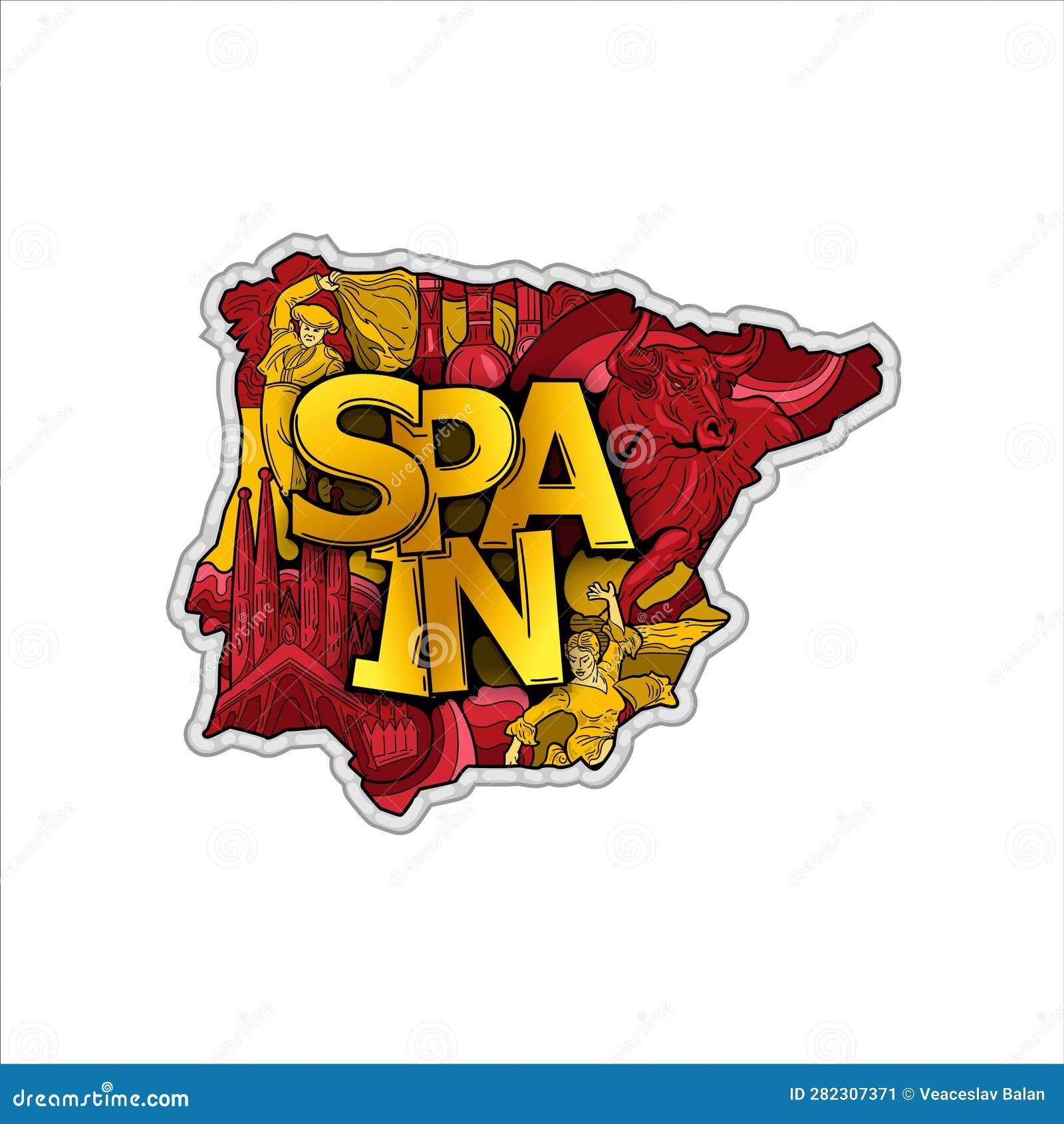 Spain Map With Main Cities On It. Spanish Cities Skylines Illustrations ...