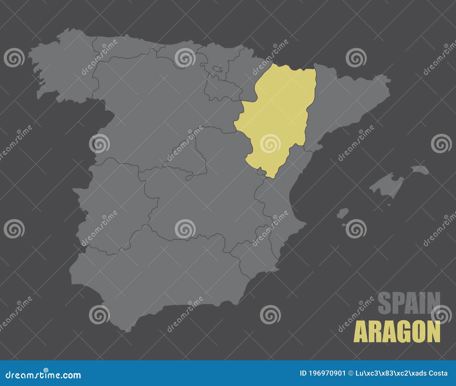 Aragon Outline Map Country Emblem Spain Vector Illustration ...