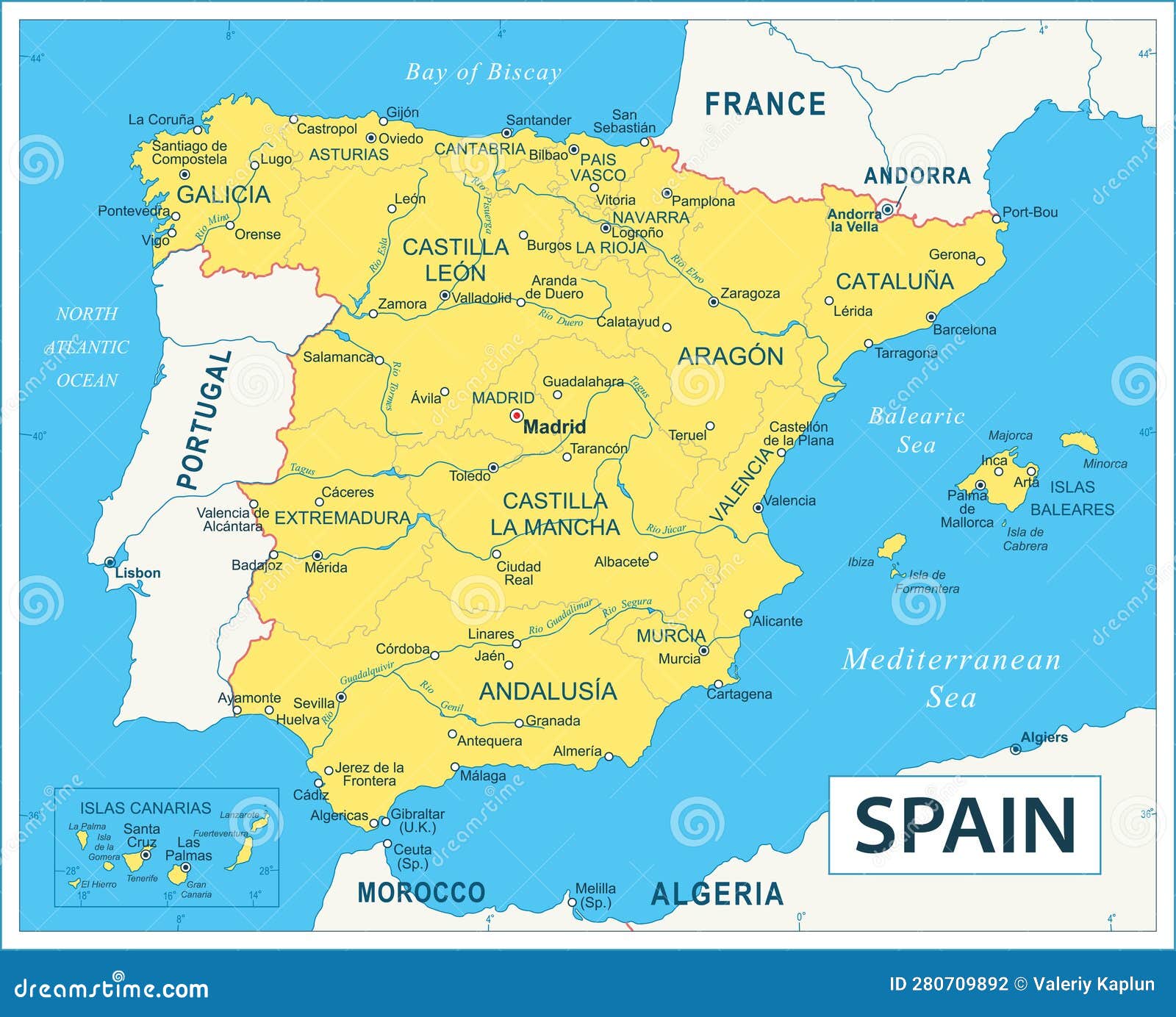 Spain Map - Highly Detailed Vector Illustration Stock Vector ...