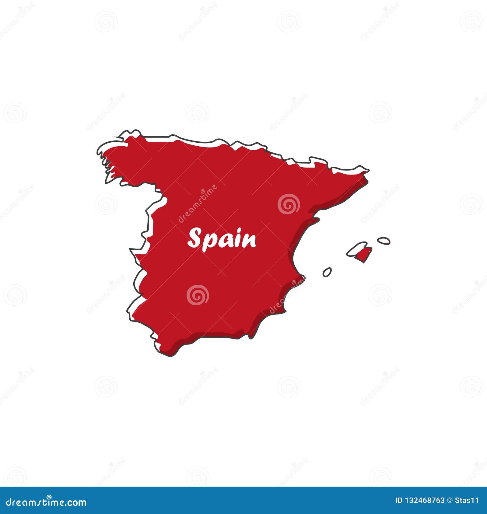 Spain Map Icon in a Flat Design. Vector Illustration Stock Vector ...